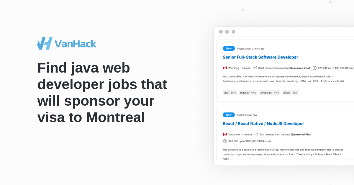 Java web developer jobs in Montreal - VanHack